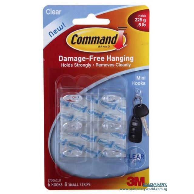 3M Command Mini Hooks Pack of 6 17006CLR